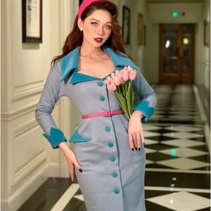 Jackets & Coats | Le Palais Vintage Blue Barbie Style Slim Dress Woolen ...